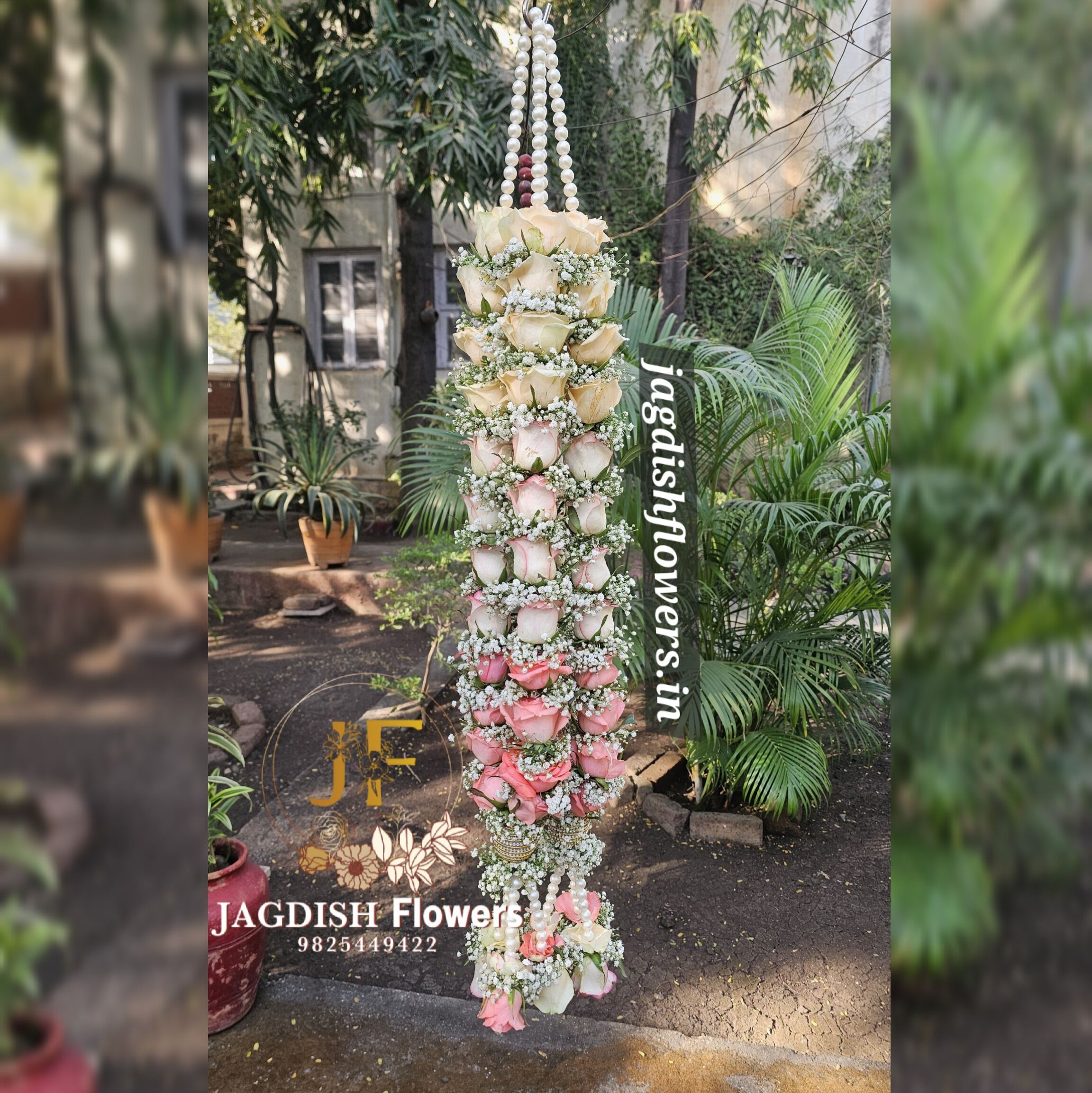 Pich-pink rose wedding mala – Jagdish Flowers Since 1990